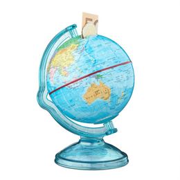 Spardose Globus HxBxT: 16,5 x 14 x 14 cm, politische Weltkarte, englische Beschriftung, Weltkugel, bunt - Relaxdays