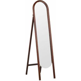 Beliani Standspiegel Dunkelbraun Paulowniaholz 30 x 150 cm mit Rahmen Oval Klappbar Rustikal Ganzkörper für Ecke Schlafzimmer Garderobe Bad Wohnzimmer