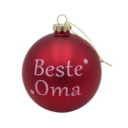 BURI Weihnachtsbaumkugel Glas-Weihnachtsbaumkugeln rot mit Spruch 10cm Christbaumschmuck Deko