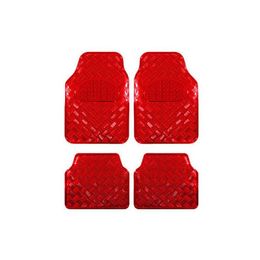 WOLTU - Universal Auto Fußmatten 4-teilig Alu Chrom Optik Riffelblech Rot - rot