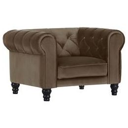 Chesterfield-Sessel GUTMANN FACTORY, braun, B:105cm H:75cm T:90cm, 100% Polyester, Sessel