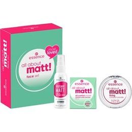 Essence Teint Puder All about matt! Face Set All About Matt! Fixing Compact Powder 8 g. + Instant MATT Make-Up Setting Spray 50 ml + All About Matt! Oil Control Paper 50 Stk.