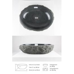wohnfreuden Aufsatzwaschbecken Andesit Waschbecken EROSI 60 cm schwarz natur (Kein Set)