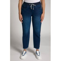 Ulla Popken Stretch-Hose Boyfriend-Jeans Rippbund Seitenstreifen