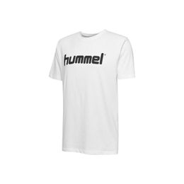 Hummel T-Shirt Logo T-Shirt Sport Kurzarm Rundhals Shirt aus Baumwolle HMLGO 5125 in Weiß