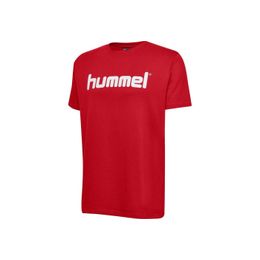 Hummel T-Shirt Logo T-Shirt Sport Kurzarm Rundhals Shirt aus Baumwolle HMLGO 5125 in Rot