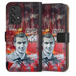 DeinDesign Galaxy A53 5G Handy Klapph&uuml;lle Handyh&uuml;lle aus Kunst Leder schwarz Flip Case 1. Fck 1. Fc Kaiserslautern Fritz Walter Sideflip mit langer Lasche