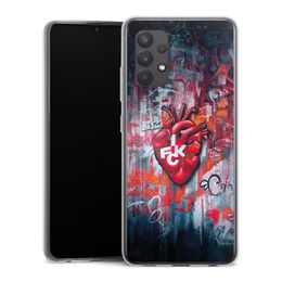 DeinDesign Galaxy A32 4G Handy Silikon H&uuml;lle Case transparent Handyh&uuml;lle 1. Fck 1. Fc Kaiserslautern Heart Silikon Case