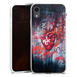 DeinDesign iPhone Xr Handy Silikon H&uuml;lle Case wei&szlig; Handyh&uuml;lle 1. Fck 1. Fc Kaiserslautern Heart Silikon Case