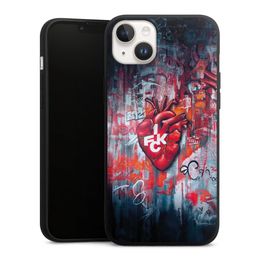DeinDesign iPhone 14 Handy Premium Silikon H&uuml;lle Handyh&uuml;lle schwarz Case 1. Fck 1. Fc Kaiserslautern Heart Silikon Premium Case