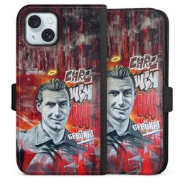 DeinDesign iPhone 15 Handy Klapph&uuml;lle Handyh&uuml;lle aus Kunst Leder schwarz Flip Case 1. Fc Kaiserslautern 1. Fck Fritz Walter Sideflip mit Lasche