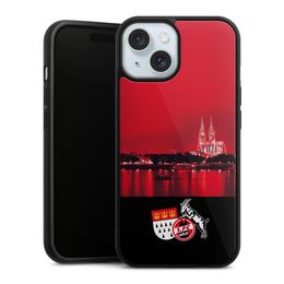 DeinDesign iPhone 15 Handy Gallery Case Handyh&uuml;lle 9H Geh&auml;rtetes Glas R&uuml;ckseite H&uuml;lle 1. Fc K&ouml;ln Skyline Official Licensed Product Gallery Case