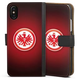 DeinDesign iPhone X Handy Klapph&uuml;lle Handyh&uuml;lle aus Kunst Leder schwarz Flip Case Official Licensed Product Coat Of Arms Eintracht Frankfurt Sideflip mit langer 