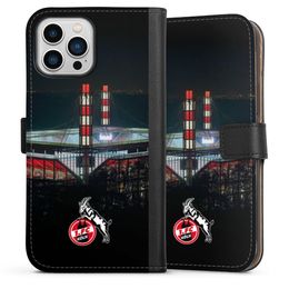 DeinDesign iPhone 13 Pro Max Handy Klapph&uuml;lle Handyh&uuml;lle aus Kunst Leder schwarz Flip Case Stadium 1. Fc K&ouml;ln Official Licensed Product Sideflip mit langer 