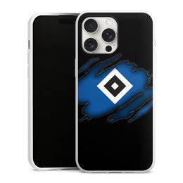 DeinDesign iPhone 15 Pro Max Handy Silikon H&uuml;lle Case wei&szlig; Handyh&uuml;lle Official Licensed Product Hsv Hamburger Sv Silikon Case