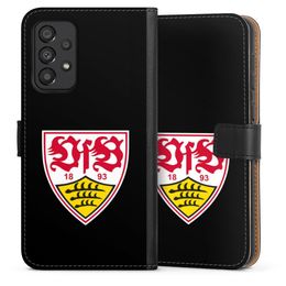 DeinDesign Galaxy A33 5G Handy Klapph&uuml;lle Handyh&uuml;lle aus Kunst Leder schwarz Flip Case Official Licensed Product Vfb Stuttgart Coat Of Arms Sideflip mit langer 