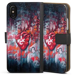 DeinDesign iPhone X Handy Klapph&uuml;lle Handyh&uuml;lle aus Kunst Leder schwarz Flip Case 1. Fck 1. Fc Kaiserslautern Heart Sideflip mit langer Lasche