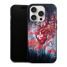 DeinDesign iPhone 15 Pro Handy Slim Case extra d&uuml;nn Silikon Handyh&uuml;lle schwarz H&uuml;lle 1. Fck 1. Fc Kaiserslautern Heart Silikon Slim Case