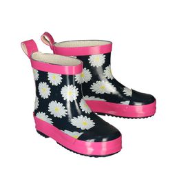 Playshoes - Gummistiefel MARGERITEN in dunkelblau/pink, Gr.25