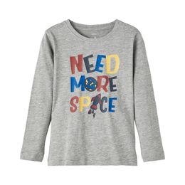 name it - Langarmshirt NMMRARO SPACE in grey melange, Gr.92