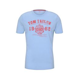 Tom Tailor Herren T-Shirt mit Logo-Print, blau, Gr. M