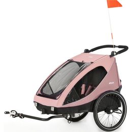hauck Fahrradkinderanhänger 2in1 Bike Trailer und Buggy Dryk Duo, rose, für 2 Kinder; inklusive Deichsel, rosa