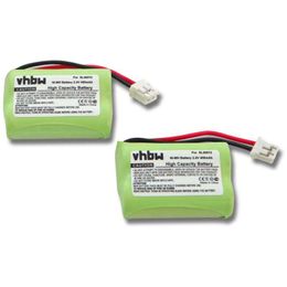 2x Akku kompatibel mit Simvalley Retro Dect PX1714-675 schnurlos Festnetz Telefon (400mAh, 2,4V, NiMH) - vhbw