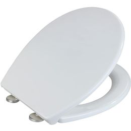 Wenko - Premium WC-Sitz Korfu, bis 300 kg belastbar, Thermoplast weiß, mit Absenkautomatik, Weiß, Thermoplast weiß, Edelstahl rostfrei silber matt,