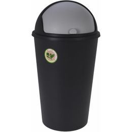 Spetebo Xl Abfalleimer mit Schiebedeckel - 25 l / schwarz - Runder Mülleimer mit Kuppel Deckel recycelbar