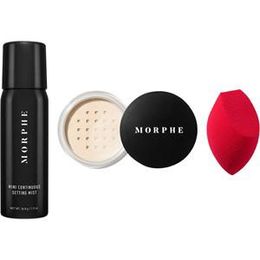Morphe Teint Make-up Fixing Spray & Fixierpuder Geschenkset Mini Continous Setting Mist 36.8 g + Mini Bake & Set Setting Powder in Translucent 2.5 g + Highlight & Contour Swamm