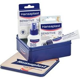 Hansaplast Gesundheit Pflaster Hansaplast Beschützer Set Reinigendes Wundspray 50 ml + Wundheilsalbe 20 g + Kids Sensitive 20 Strips 19 x 72 mm (14 Stück) & 30 x 72 mm 6 Stück + Sensitive 1m x 6cm: 60x100mm (10 Stück)