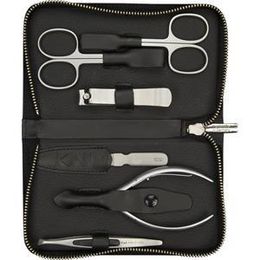 Kai Beauty Care Pflege Instruments Nagelpflege-Set im Nappaleder-Reißverschluss-Etui 6-teilig Nagelschere mit Mikroverzahnung 9 cm + NNagelhautschere mit Turmspitze 9 cm + Nagelfeile 9,5 cm + Pinzette + Nagelhautzange 5,0-5,5 mm + Nagelknipser