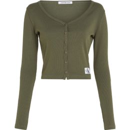 Calvin Klein Jeans Strickjacke, Knopfleiste, V-Ausschnitt, für Damen, grün, XL