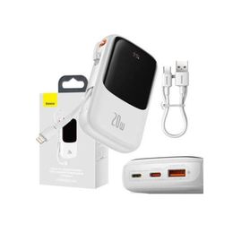 Baseus Powerbank Qpow Pro with Lightning cable USB-C USB 10000mAh 20W (white) Powerbank (Akku) - Weiß - 10000 mAh