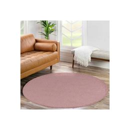 Teppich Kurzflor-Frisee MALAGA 4700 uni meliert, my home, rechteckig, Höhe: 10 mm, Wohnzimmer, Schlafzimmer, flacher robuster Teppich, Läufer und Rund, rosa