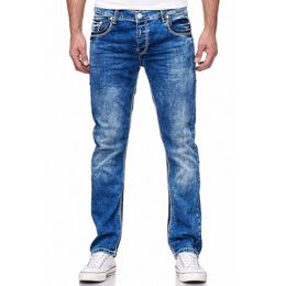 Rusty Neal Straight-Jeans LEVIN 4 im klassischen 5-Pocket-Stil, blau