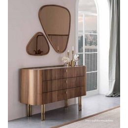 JVmoebel Kommode Braun Kommode mit Spiegel Schlafzimmer Moderne Luxus Möbel Design (3 St.