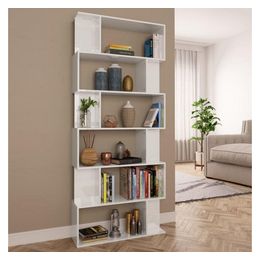 furnicato Bücherregal Bücherregal/Raumteiler Hochglanz-Weiß 80x24x192 cm