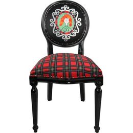 Casa Padrino Esszimmerstuhl Barock Luxus Esszimmer Stuhl ohne Armlehnen Schottland Karo / Schwarz Woman