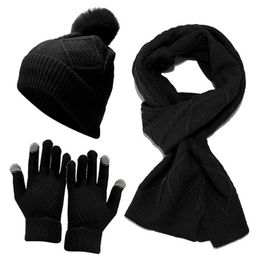 SOTOR Strickhandschuhe Schal Mütze Handschuhe Set