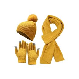 SOTOR Strickhandschuhe Schal Mütze Handschuhe Set