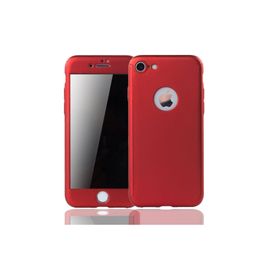 König Design Apple iPhone 8 Handy Hülle Schutz Case 360 Full Cover Panzer Schutz Glas Rot