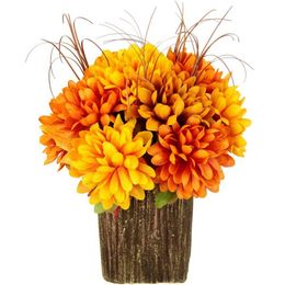 Kunstblume Chrysanthemen im Topf Chrysantheme, I.GE.A., Höhe 27 cm, Herbstgesteck Herbstliche Blumen Kunstpflanze, gelb|orange