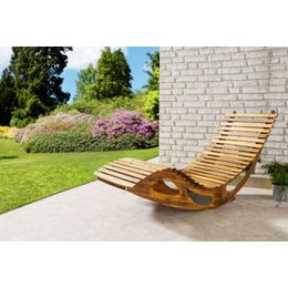 HC Garten & Freizeit Ergonomische Schwungliege / Saunaliege aus Akazienholz, faltbar