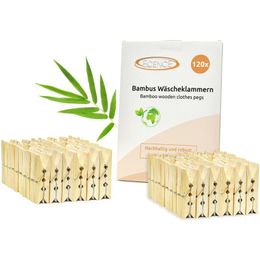 120x Wäscheklammern Holzklammern Bambus 60 x 12.5 x 11mm Bastel-klammern Holz Socken