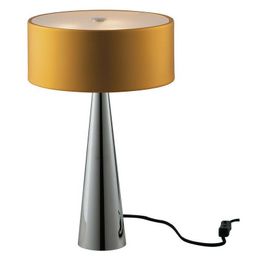 Heminguay Zylindrische Tischlampe mit 3 Lichtern Gold, Lampenschirm aus Aluminium und Glasdiffusor 25x40cm - Fan Europe