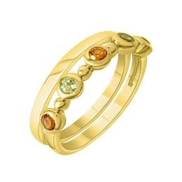 Firetti Ring-Set Multipack Schmuck Geschenk Silber 925 Fingerringe (Set, 2-tlg), mit Citrin, Peridot, bunt|gelb|goldfarben|grün