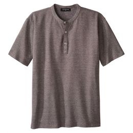 Junghans 1954 Piqu&eacute;-Henley-Shirt, 48 - Braun, aus Leinen