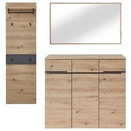 Garderoben-Set Innostyle "MEMPHIS" Kastenmöbel-Sets Gr. B/H/T: 181cm x 190cm x 38cm, Set, Garderoben-Set-bestehend aus:-1x Schuhschrank-1x Garerobenpaneel-1x Garerobenspiegel, braun (artisan eiche)