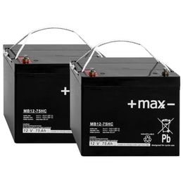 +maxx- 2x 12V 75Ah passend für Ortopedia Allround 970 Rollstuhl AGM Bleiakkus